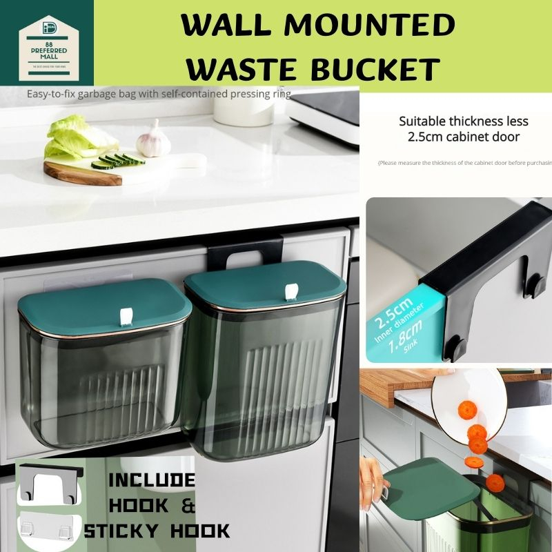 7L/9L Wall Mounted Waste Bucket Kitchen Cabinet Storage Smart Bucket ...