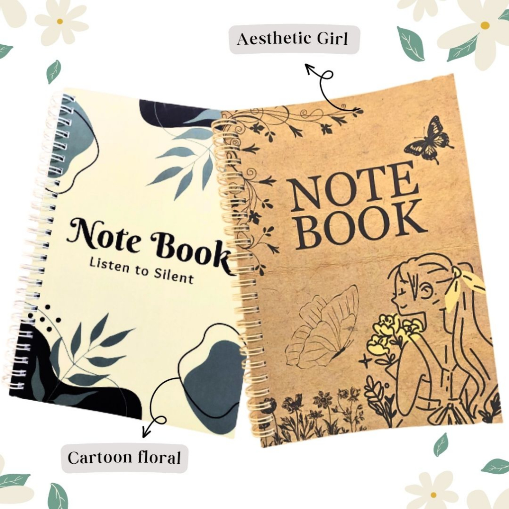 NOTE BOOK 100 Pages A5 Cartoon floral/aesthetic girl | Shopee Malaysia