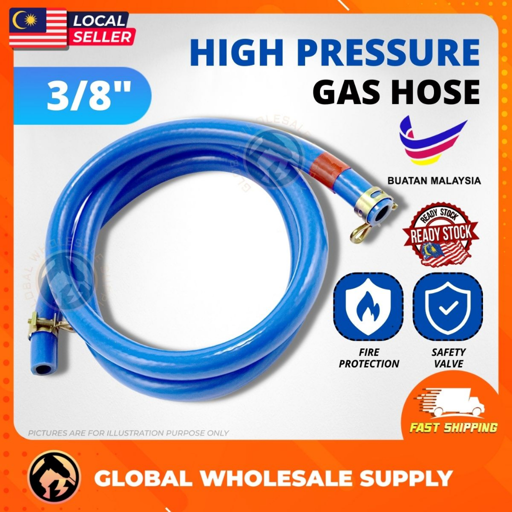 [READY STOCK] 1.5M 3/8" High Pressure Gas Hose With Safety Valve Fire Protection Auto Salur Gas ...