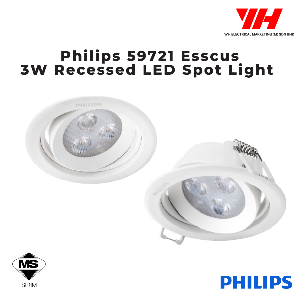 Philips Essential 3W Recessed LED Eyeball Spot Light Esscus [59721 ...