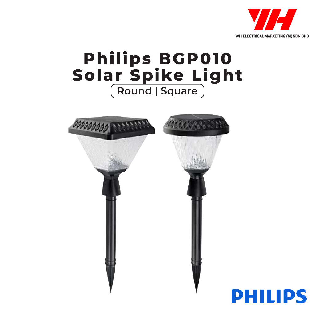 PHILIPS BGP010 Solar Spike Light (Round/Square) 3000K Warm White ...