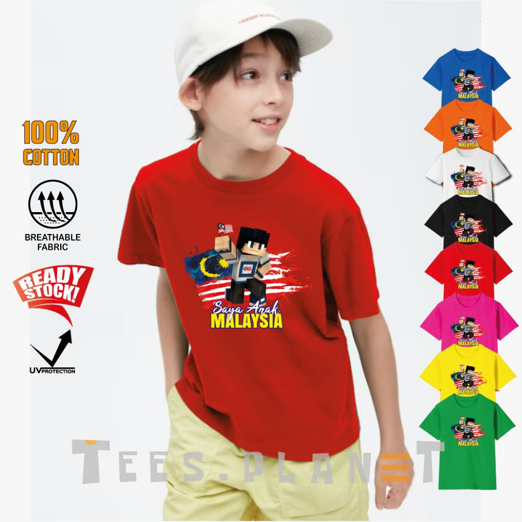 Minecraft Saya Anak Malaysia Merdeka T-Shirt Kids Cotton Game MineCraft ...