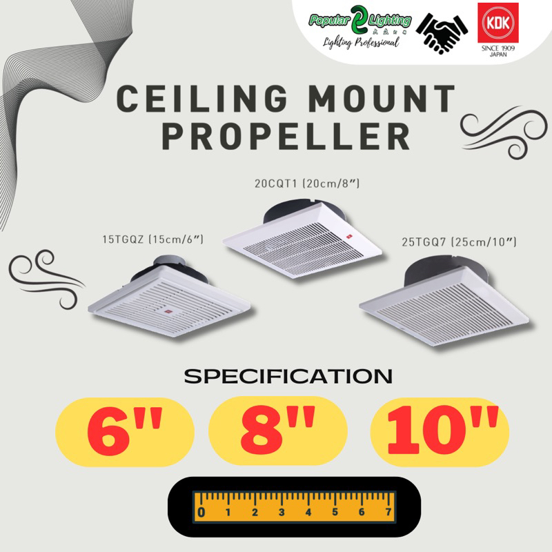 【Ready Stock】KDK 15TGQ 6” / 20CQT 8” / 25TGQ 10” Ceiling Ventilation ...