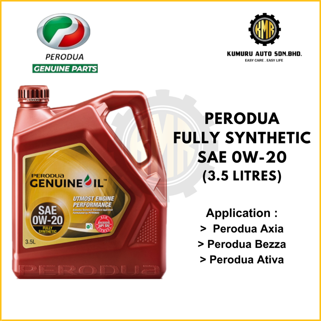 Original Perodua Fully Synthetic SAE 0W20 Engine Oil 3.5L for Perodua ...