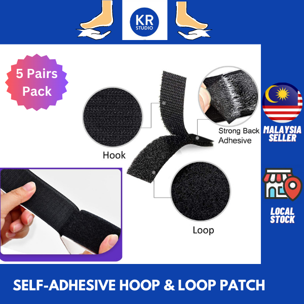 (1 or 5 Pair)Hook and Loop Patch Heavy Duty Fasteners Strips with ...