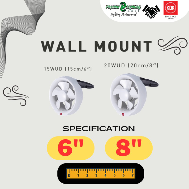 【Ready Stock】KDK 15WUD 6” / 20WUD 8” Glass Mount Propeller Ventilating ...