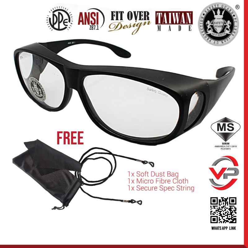 SAFETY GUARD S-58 SAFETY GLASSES FIT OVER S58 SIRIM DOSH ANSI Z87 UV ...