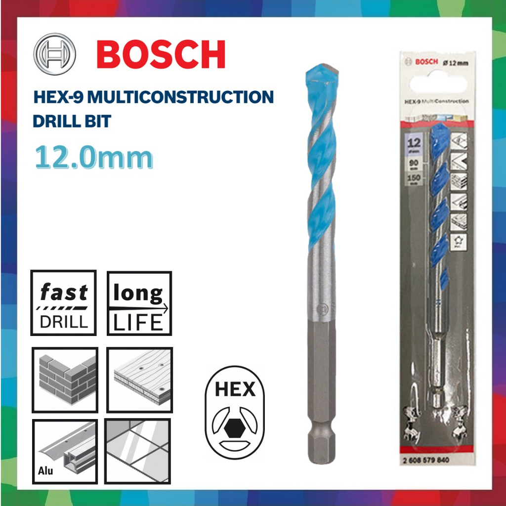 Bosch Hex9 Multi Construction Drill Bit 55mm 6mm 8mm Cyl 4 Multi Material Multi Purpose Drill