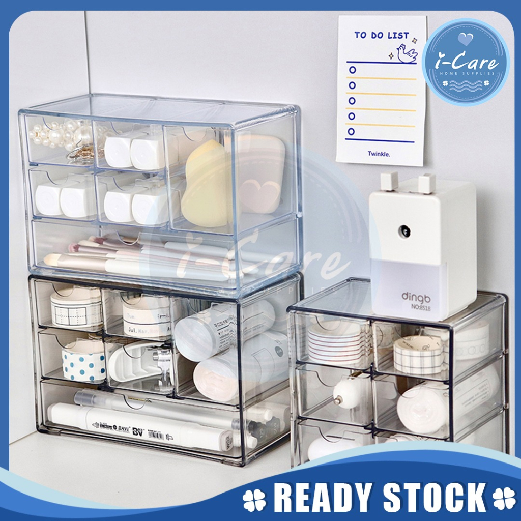 【I296 READY STOCK】 Creative Transparent Desktop Organizer Box ...