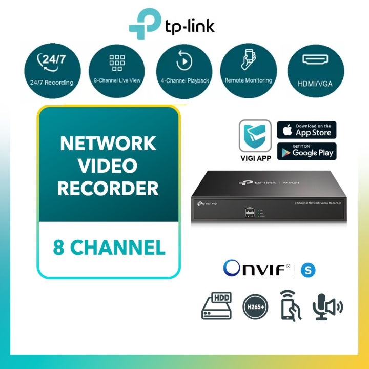 TP-Link ViGi & Tapo CCTV Camera Network Video RecorderNVR1008H 8 Channel DVR [ H.265+, ONVIF ...
