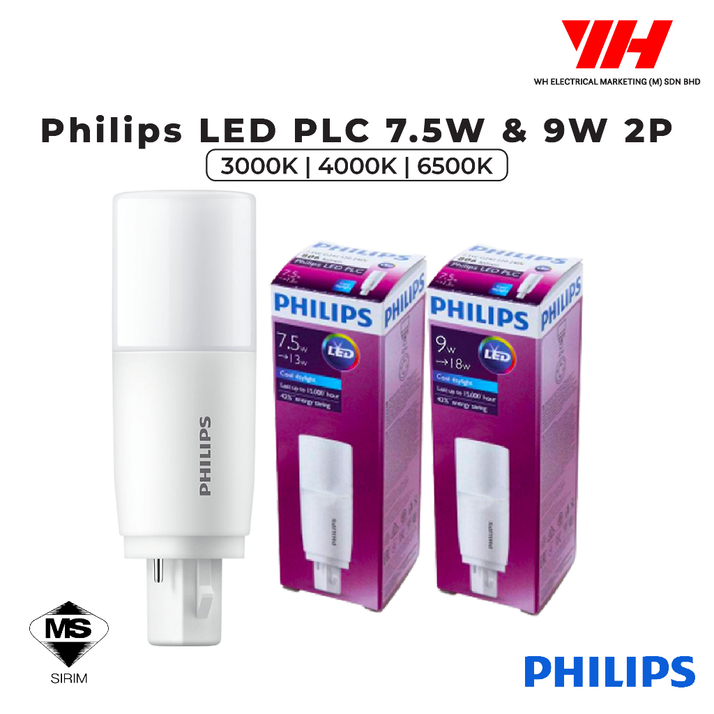 Philips PLC 7.5W/9W LED Tube Bulb (2 Pin) - [3000K/4000K/6500K ...