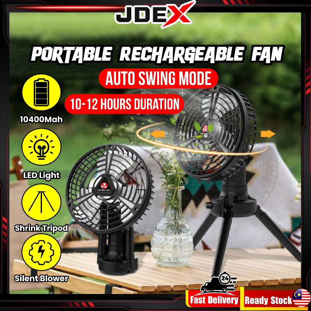 JDEX 10400mAh Portable Rechargeable Fan,Desk Fan, Small Table Fan Air ...