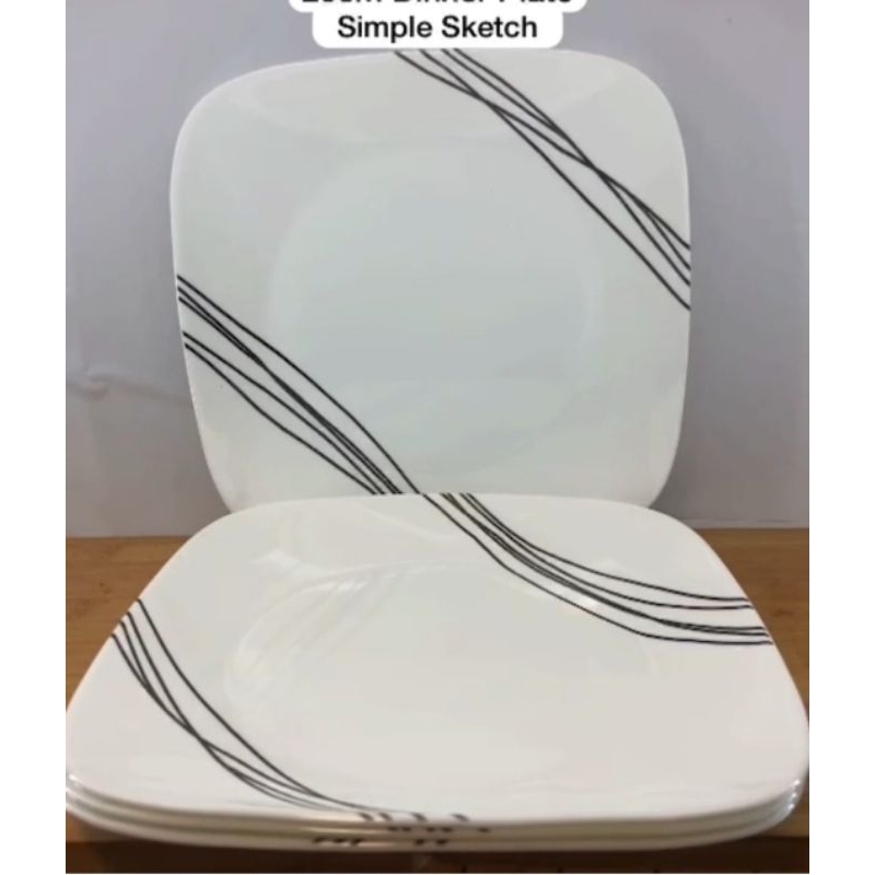 Corelle Simple Sketch (Square Dinner Plate 4pcs) | Shopee Malaysia