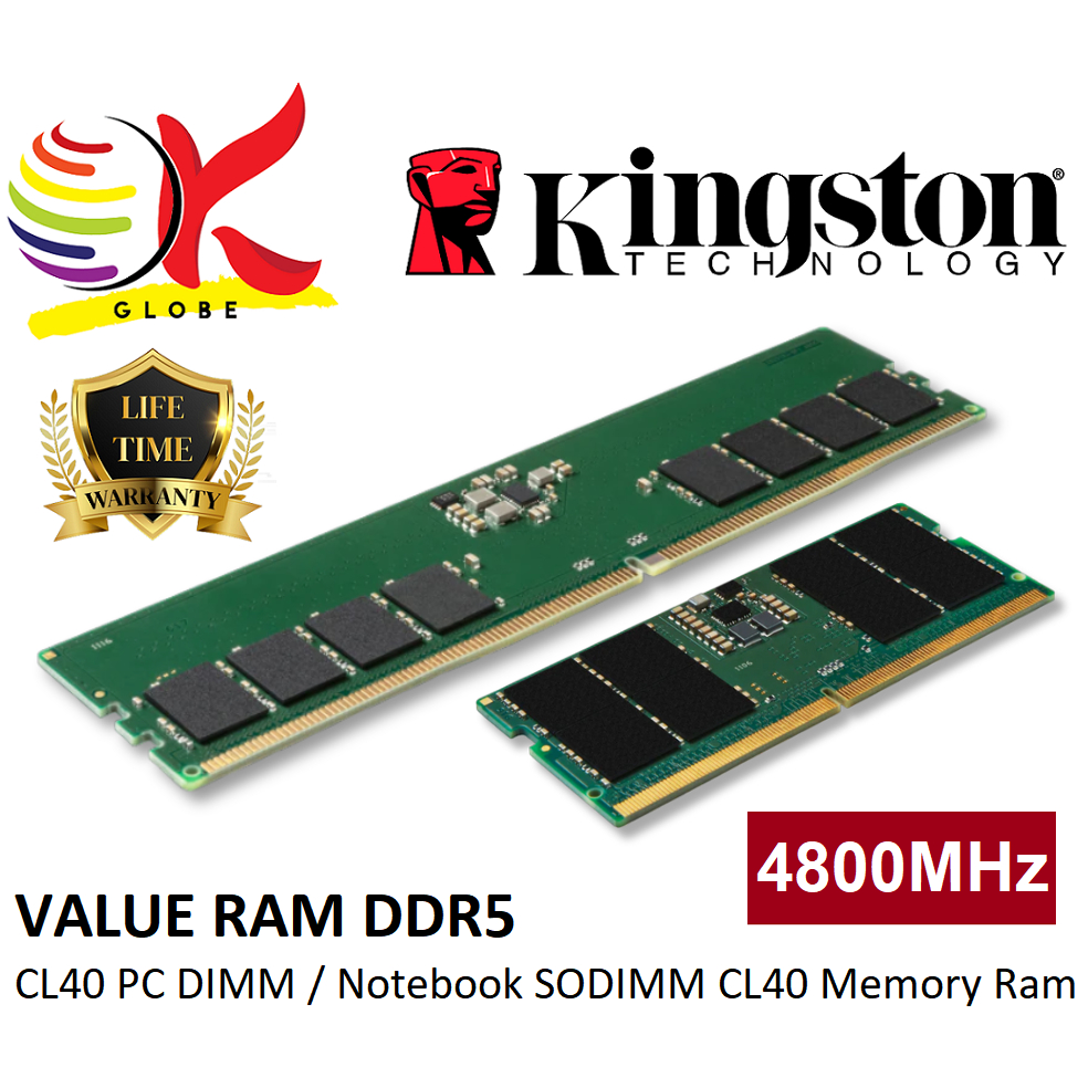 KINGSTON DDR5 4800MHZ VALUE RAM DESKTOP PC (DIMM) / LAPTOP NOTEBOOK ...
