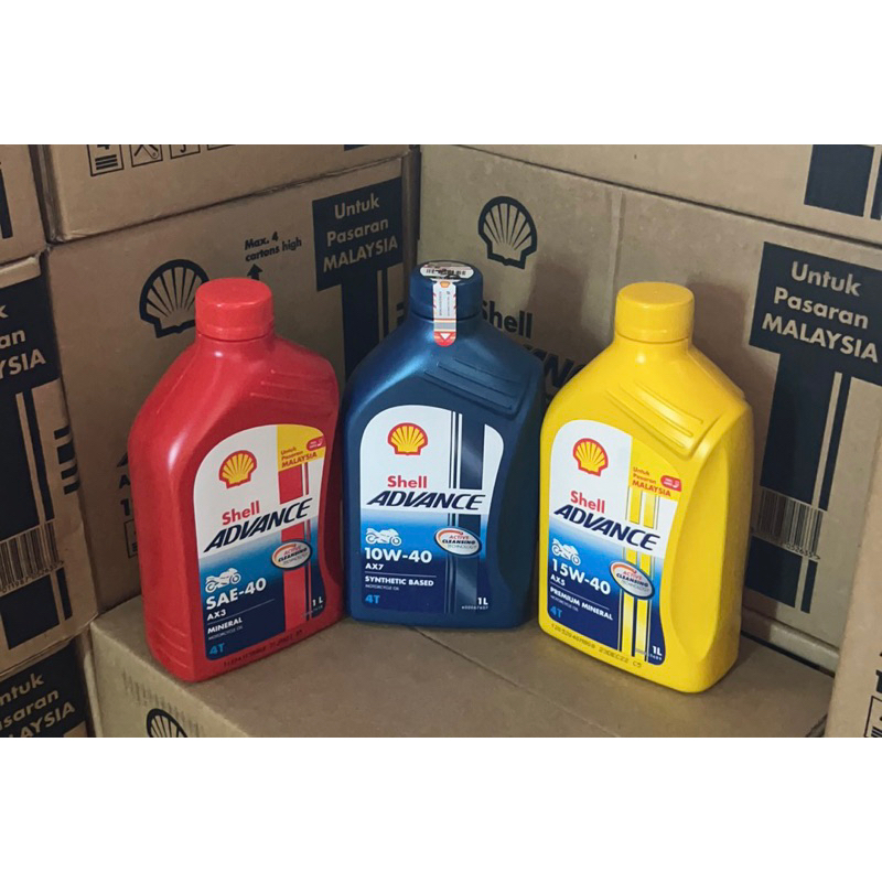 4T SHELL ADVANCE AX3 AX5 AX7 15W-40 15W50 1L API SL JASO MA 100% ...