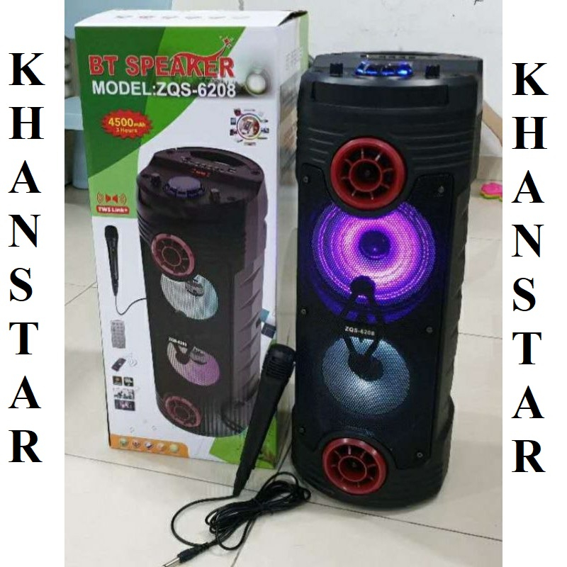 ORI BT Speaker Bluetooth ZQS-6208/Zqs 4210Super Bass/Karaoke | Shopee ...