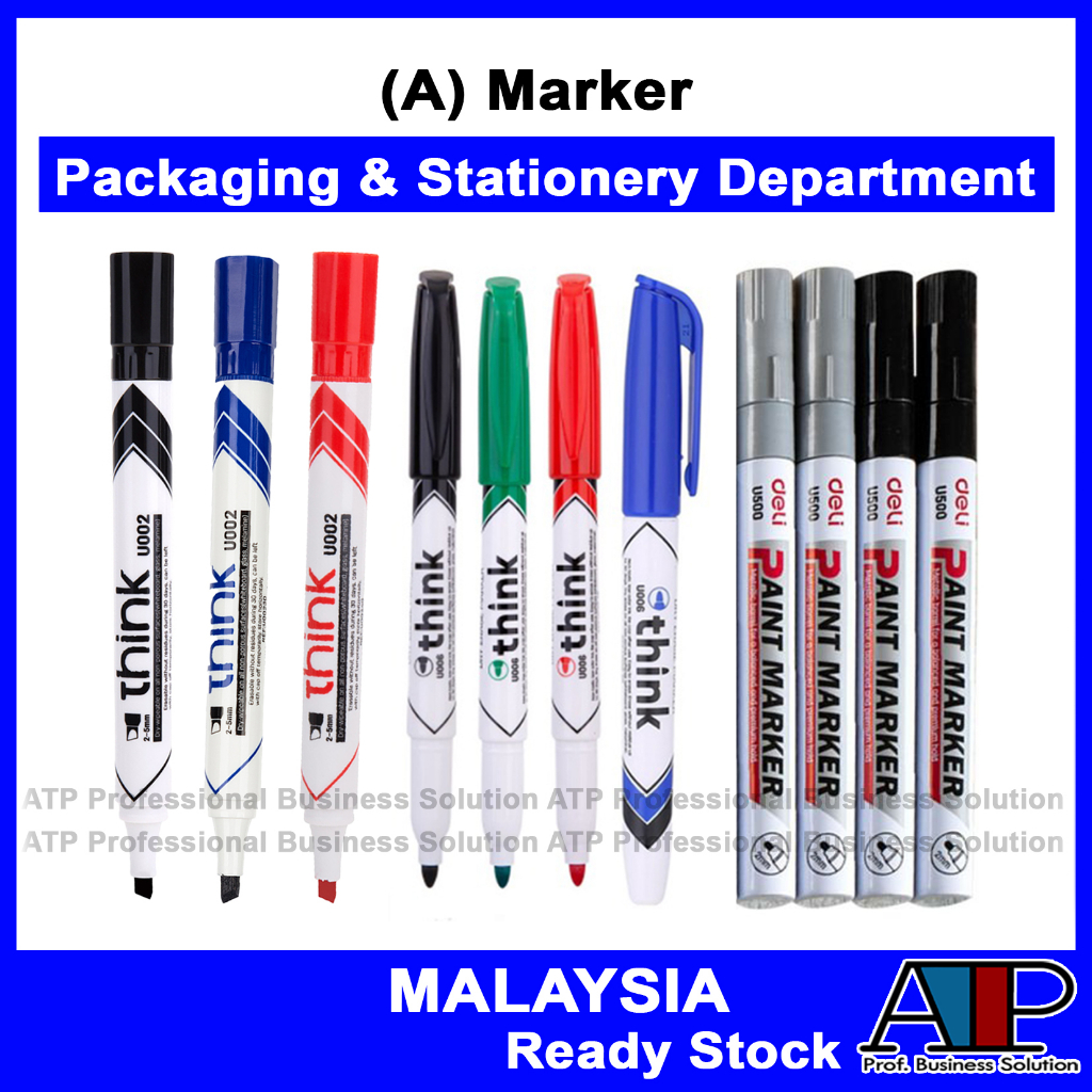 Deli🏫 [1Pc] Waterproof Paint Marker Pen Whiteboard Permenant Marker Pen ...