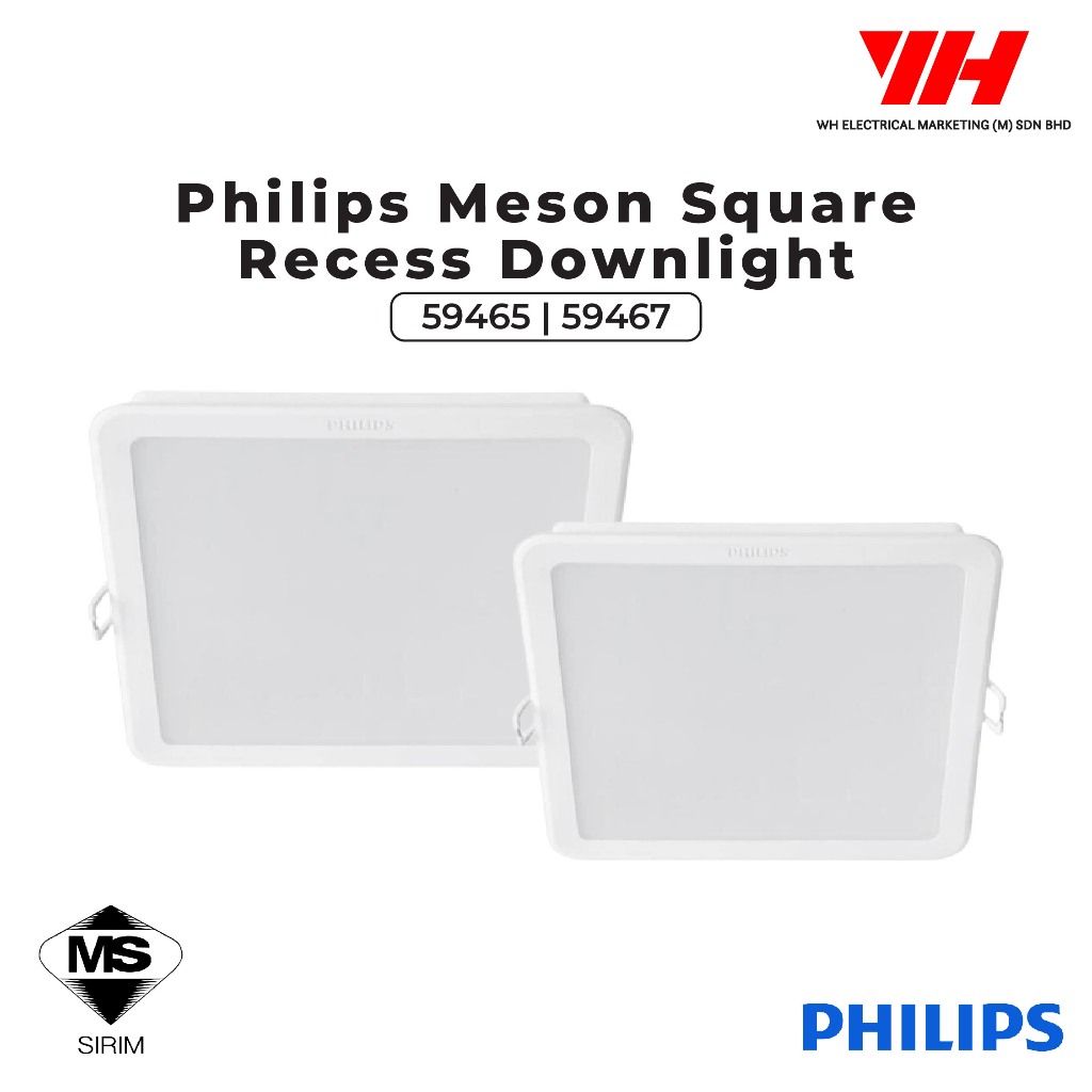 Philips MESON Square LED Recess Downlight 5" 6" 13W 17W [59465/59467 ...