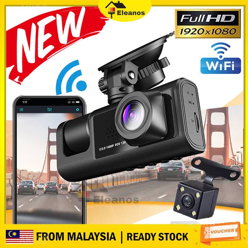 3 Lens Car Camera Dashcam 1080P WiFi Car Camera Recorder Front and Back ...