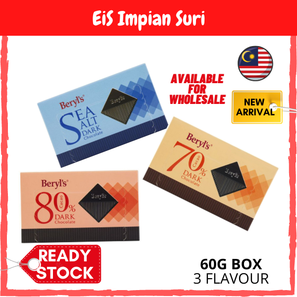 (Ready Stock!!!) Beryl's Dark Chocolate 60G Box (Sea Salt/ 70% Cacao ...