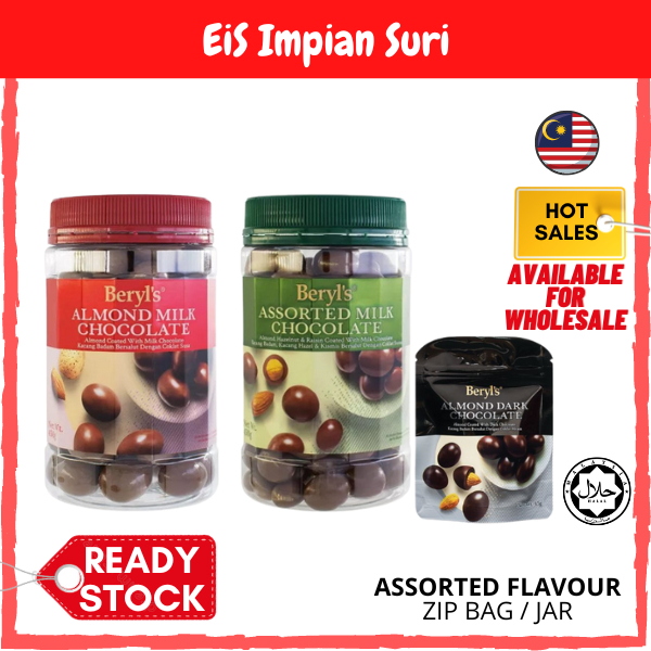 (Ready Stock!!) Beryl’s Almond Coated Chocolate Jar / Zip Bag 45g ...