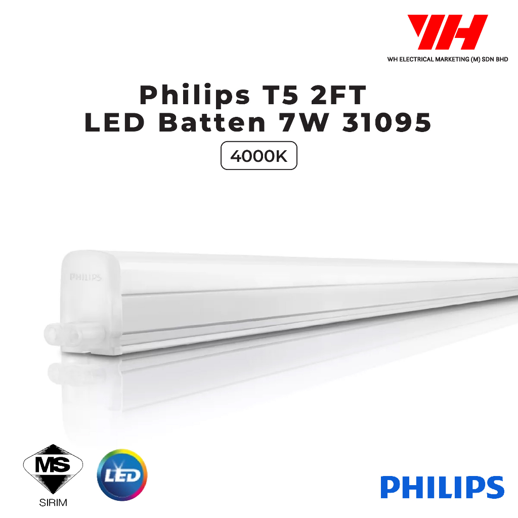 [5PCS] Philips T5 2FT LED Batten 7W 31095 (Neutral White 4000K ...