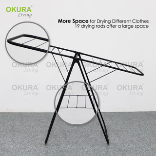 OKURA Gullwing Drying Rack Double Layer Butterfly Foldable Clothes ...
