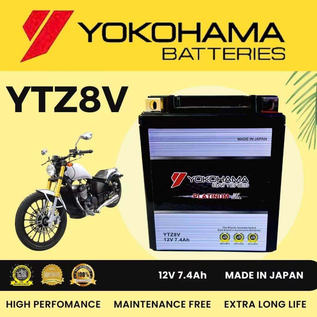 YTZ8VYTZ8 BATTERY YOKOHAMA MOTORCYCLE R 25 X-MAX 250 RFS150 KLX150 BENELLI RFS150i YAMAHA YZF ...
