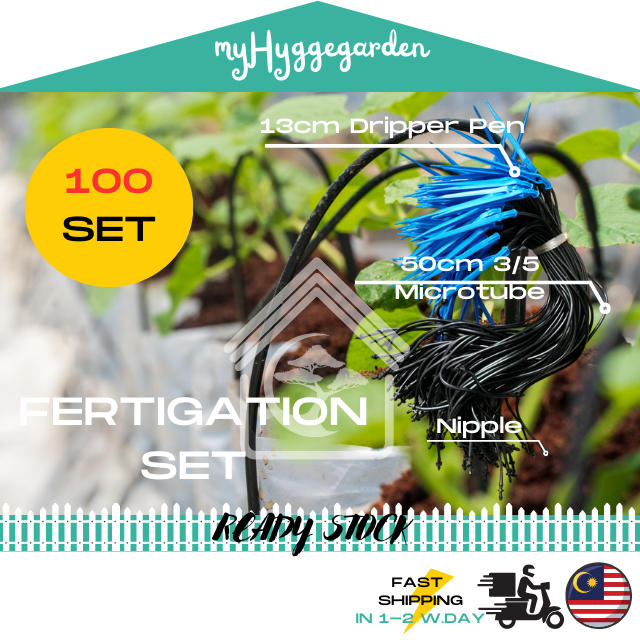 [100 SET] 50cm 3/5 Microtube Full Fertigation Dripper Set Home Farm ...