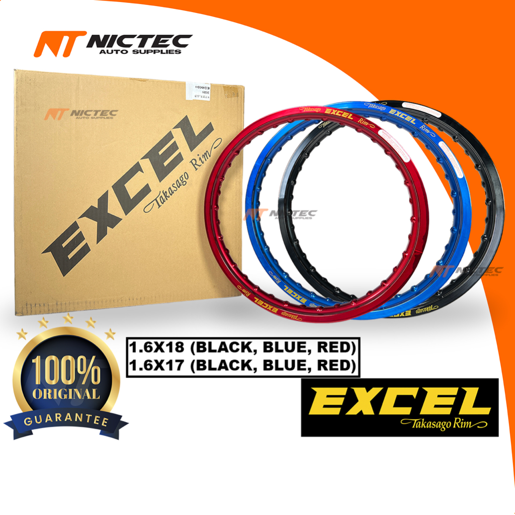 EXCEL TAKASAGO JAPAN ALLOY RIM SATU SET 1.60X18 1.60X17 BLUE BLACK RED ...