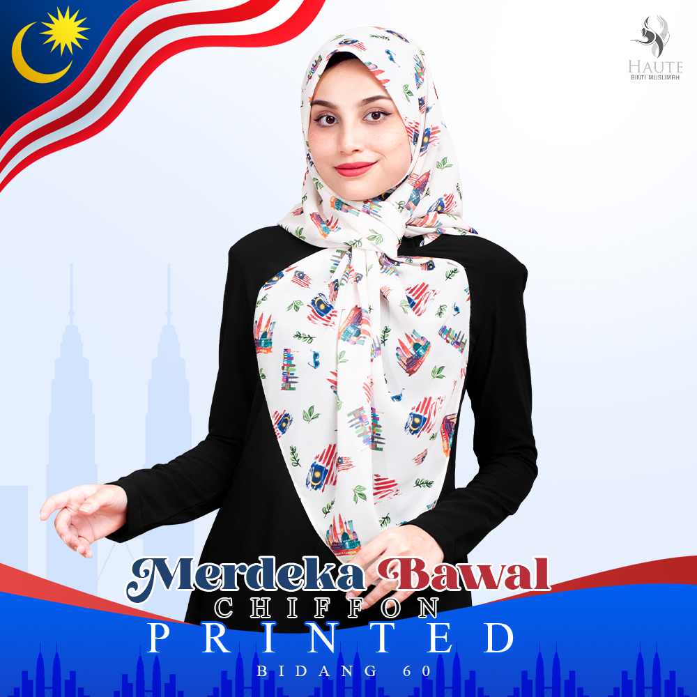🔥Merdeka 2022 🔥 Merdeka Tudung Bawal MERDEKA Pattern Bidang 60" By Zoe ...