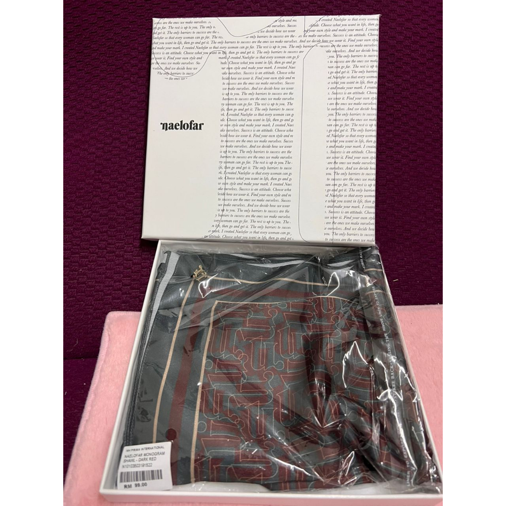 Pre - loved Naelofar Monogram Shawl Original | Shopee Malaysia