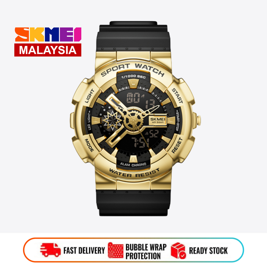 SKMEI Official Dual Display Digital Watch LED Luminous 50 Meters ...