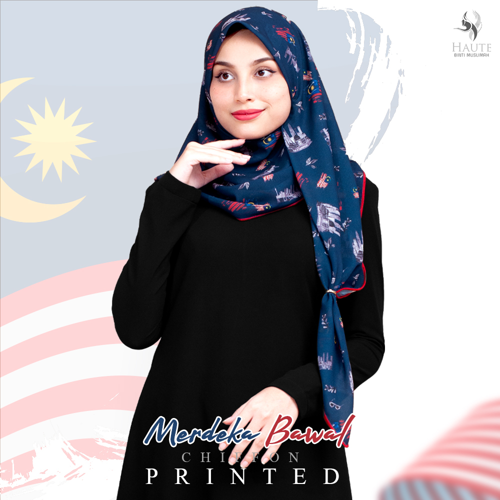 Merdeka 2023 Merdeka Tudung Bawal MERDEKA Pattern Bidang 45" by Zoe ...