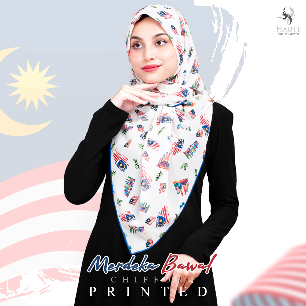 Merdeka 2023 Merdeka Tudung Bawal MERDEKA Pattern Bidang 45" by Zoe ...