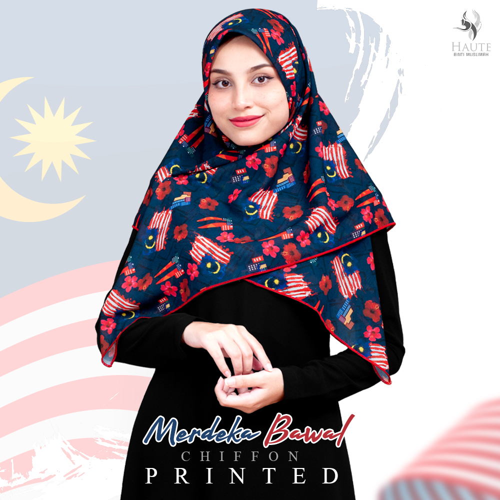 Merdeka 2023 Merdeka Tudung Bawal MERDEKA Pattern Bidang 45" by Zoe ...