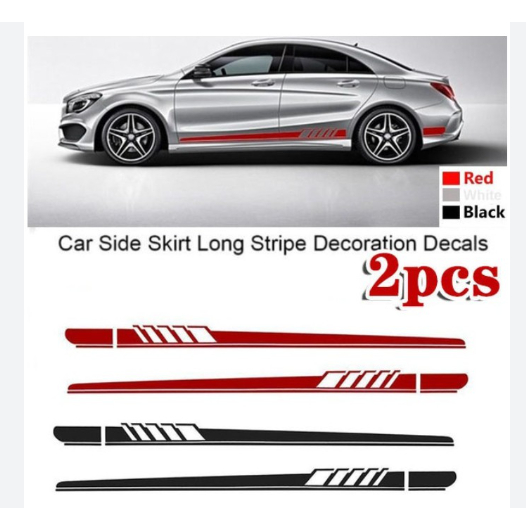 2pcs Car Side Body door 5 bar Vinyl Decal Sticker lining Stripe kereta ...