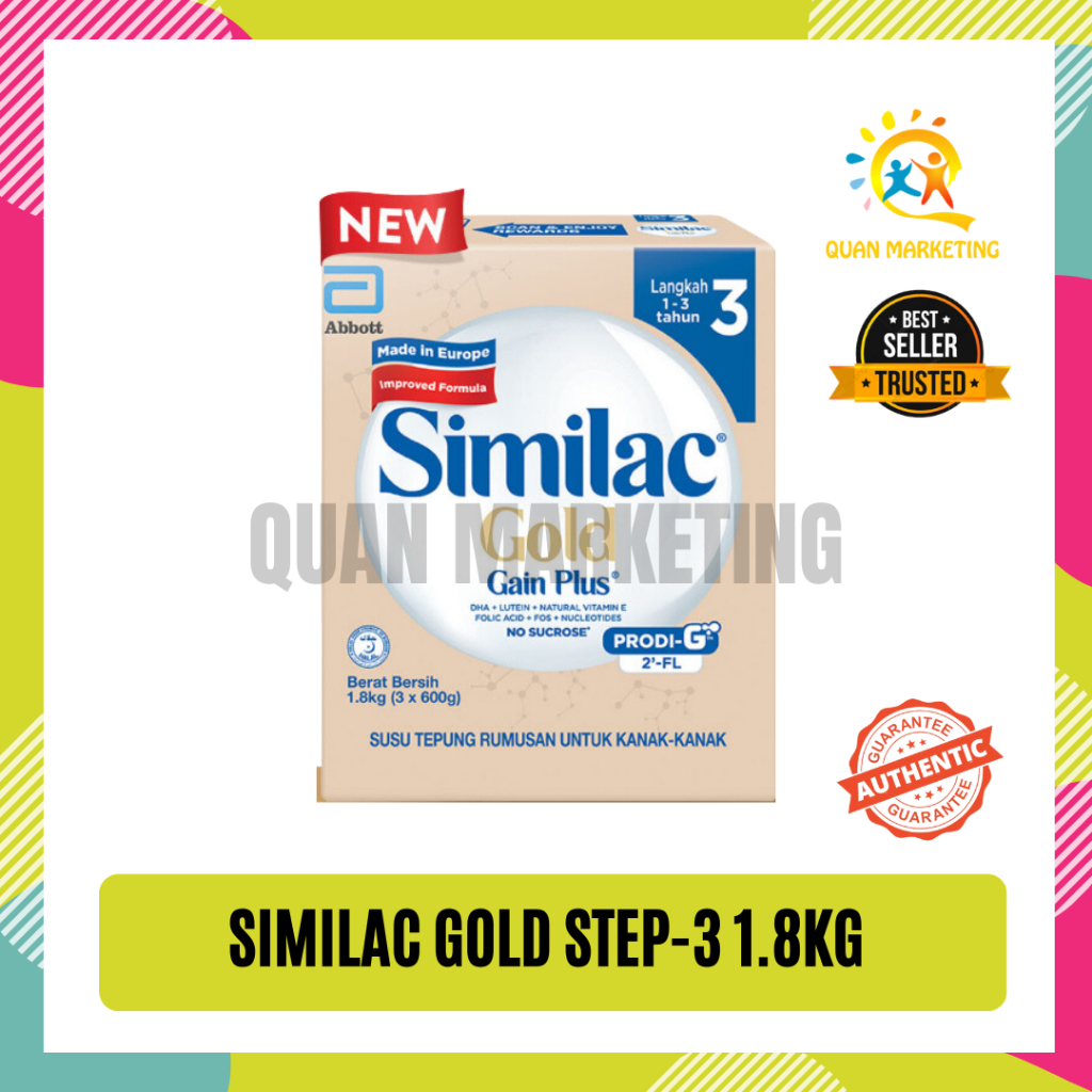 Similac Gold Gain Plus Step 3 1.8kg / Susu Membesar/Similac Gold Gain Plus Step 3 1.8kg ...