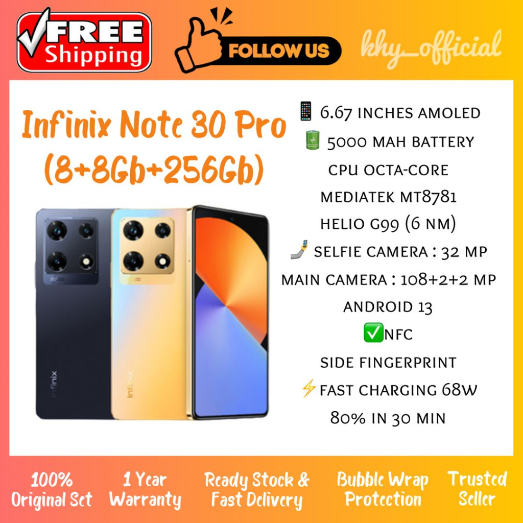 New Smartphone Original Infinix Note 30 Pro [ 8+8Gb Ram + 256Gb Rom ...