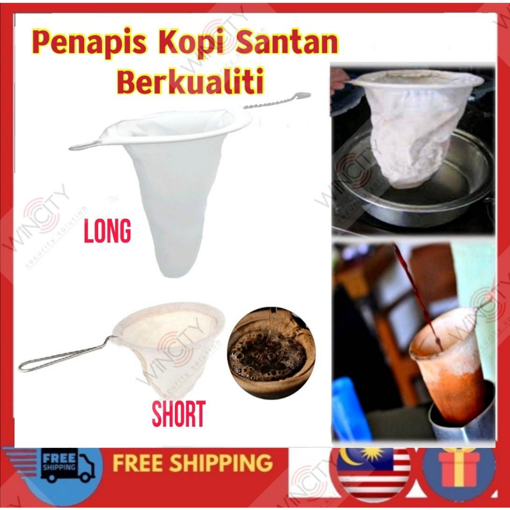WSS Penapis Kopi Teh Santan Soya Cotton Nylon Kain Penuras/Coffee ...