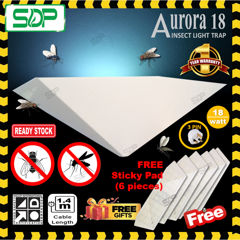 AURORA 18 Insect Fly Trap [1 YEAR WARRANTY] / Sticky UV Light Trap/ Fly ...