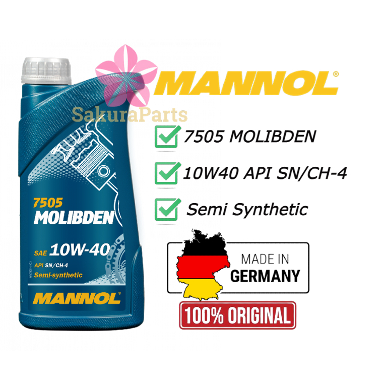Mannol 7505 Molibden Benzin 10w40 Semi Synthetic Engine Oil 1L (MADE IN ...