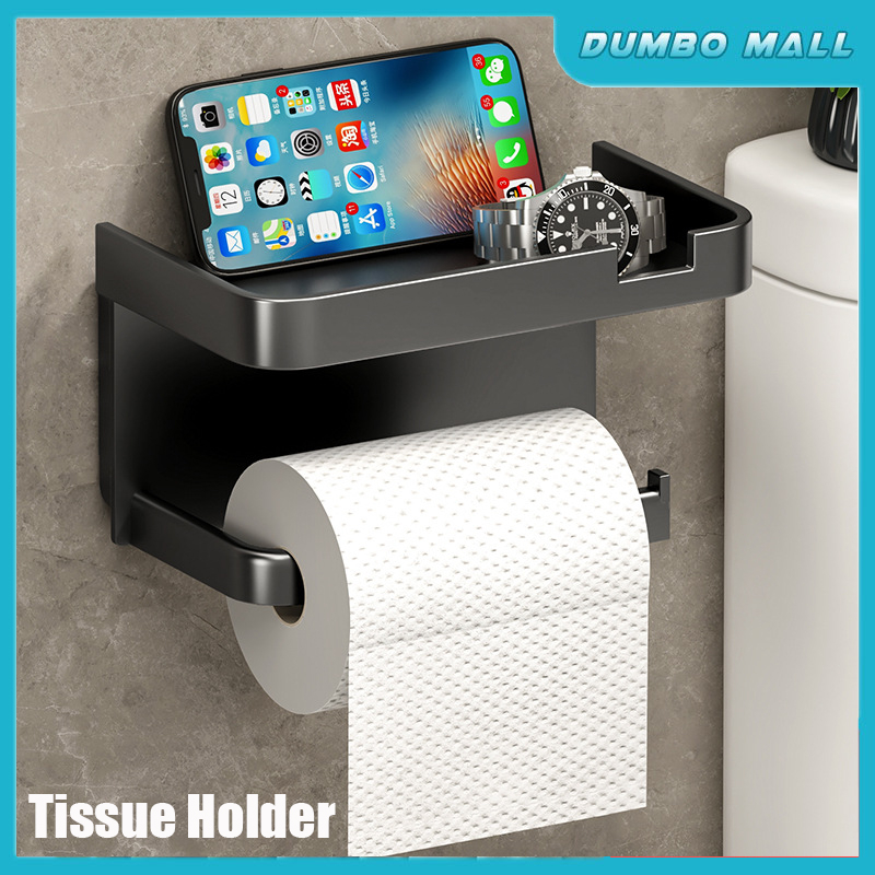 Bathroom Tissue Holder Wall Mounted Toilet Paper Roll ABS Storage Rack ...