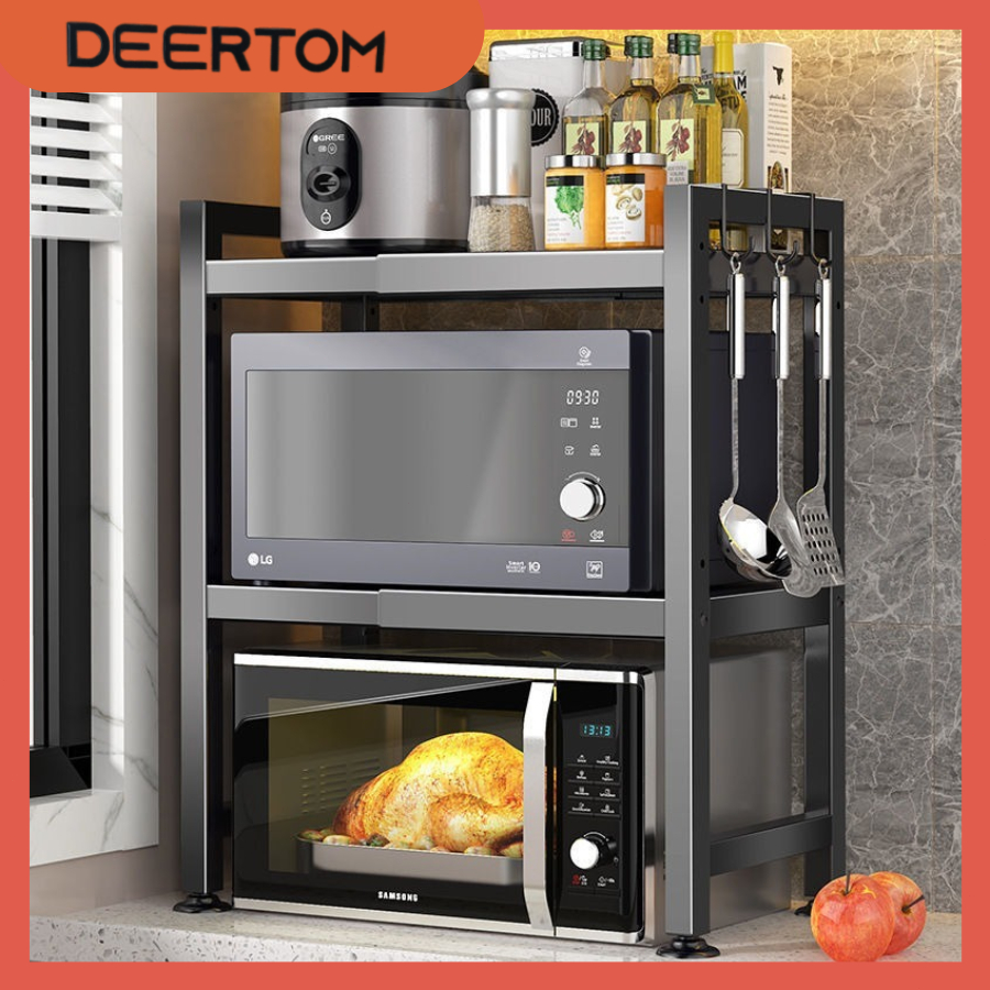 Deer Tom Stainless Steel Microwave Oven Rack Rak Dapur Adjustment ...