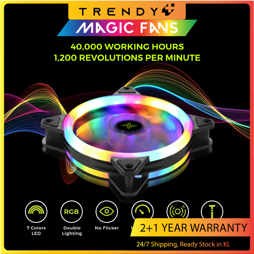 TrillionX Magic FIX RGB Fan Rainbow Colors/AutoSync RGB Double Ring ...