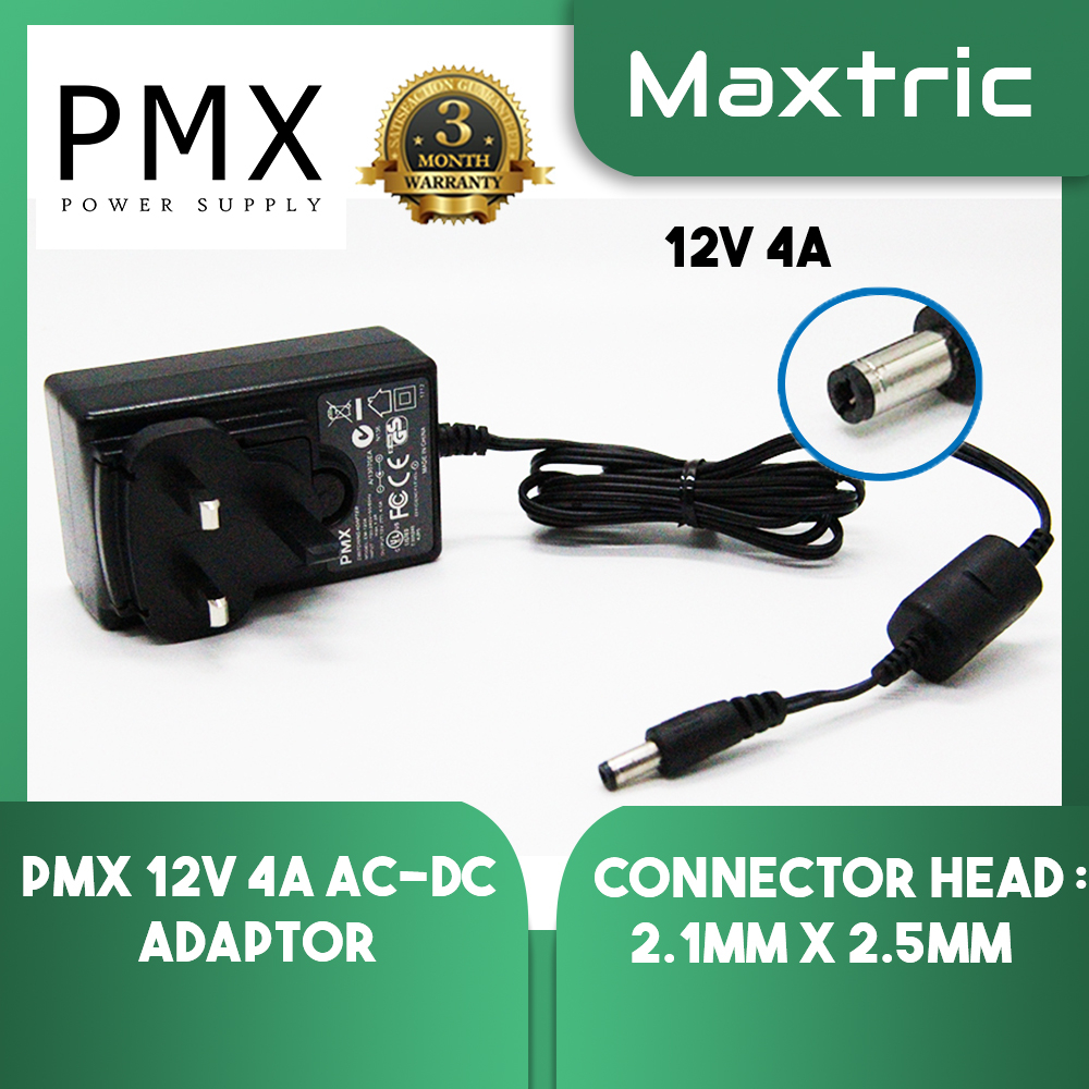 PMX 12V 4A POWER ADAPTER / 3PIN UK PLUG AC DC POWER ADAPTOR = EM1204 ...