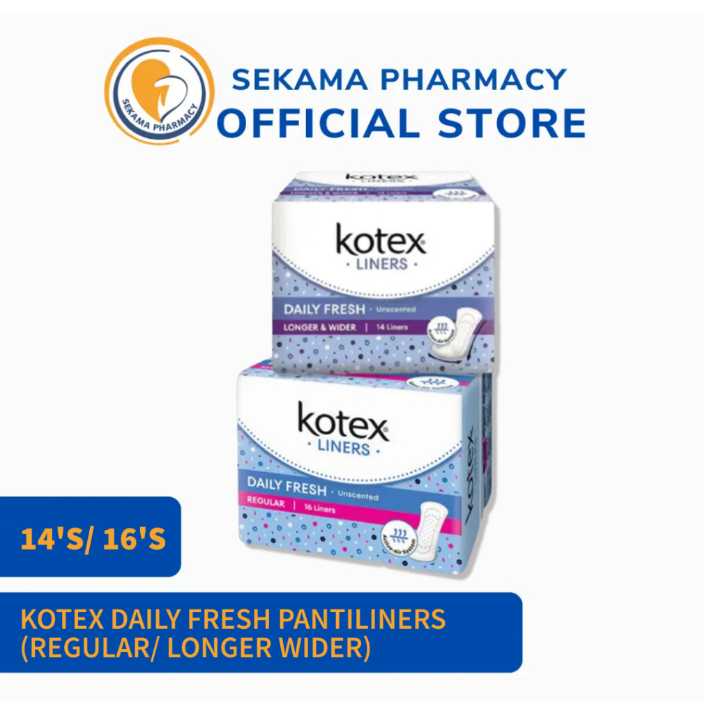 KOTEX DAILY FRESH PANTILINERS (LONGER & WIDER 14'S | REGULAR 16'S ...