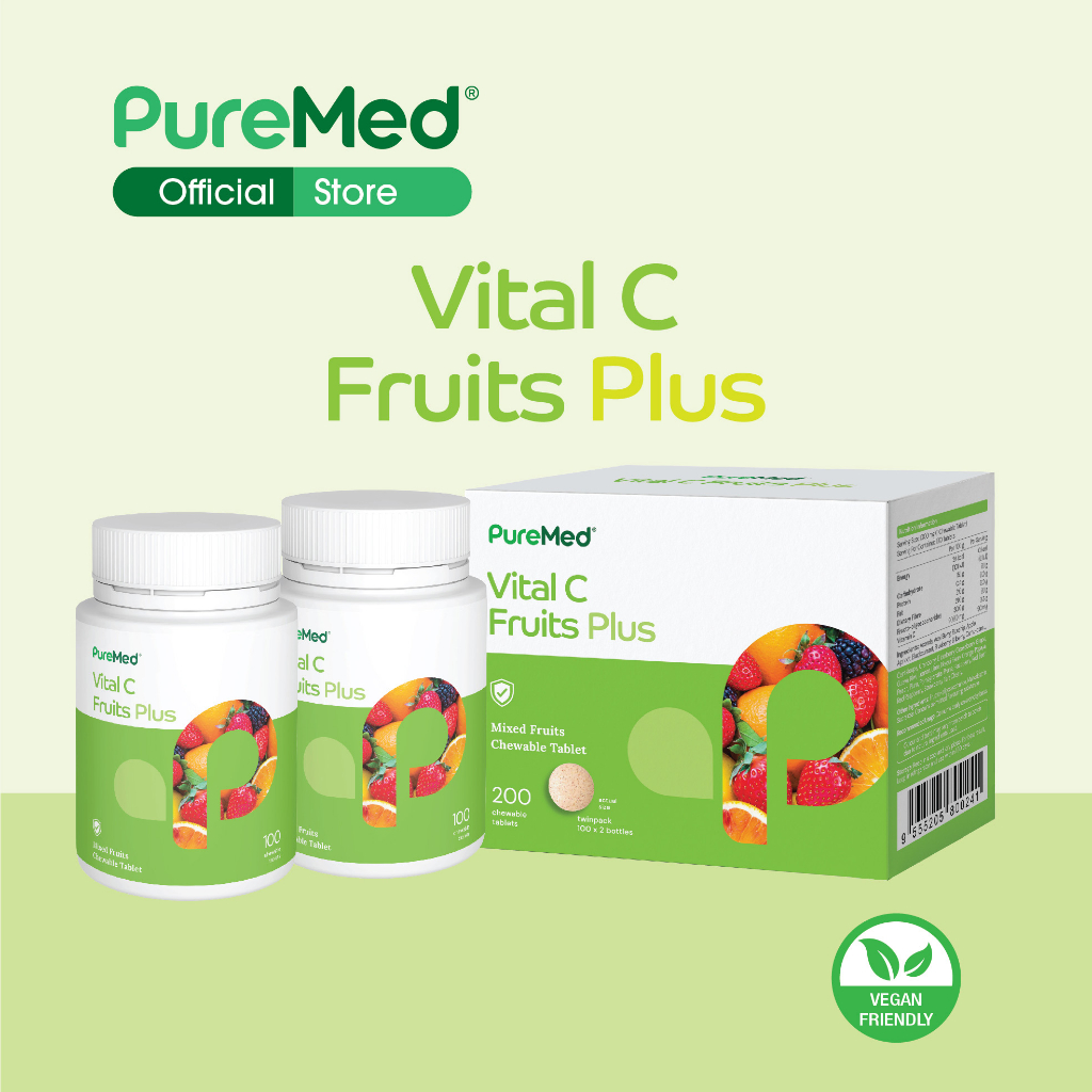 PureMed Vital C Fruits Plus Natural Vitamin C (100's/100's x 2 ...
