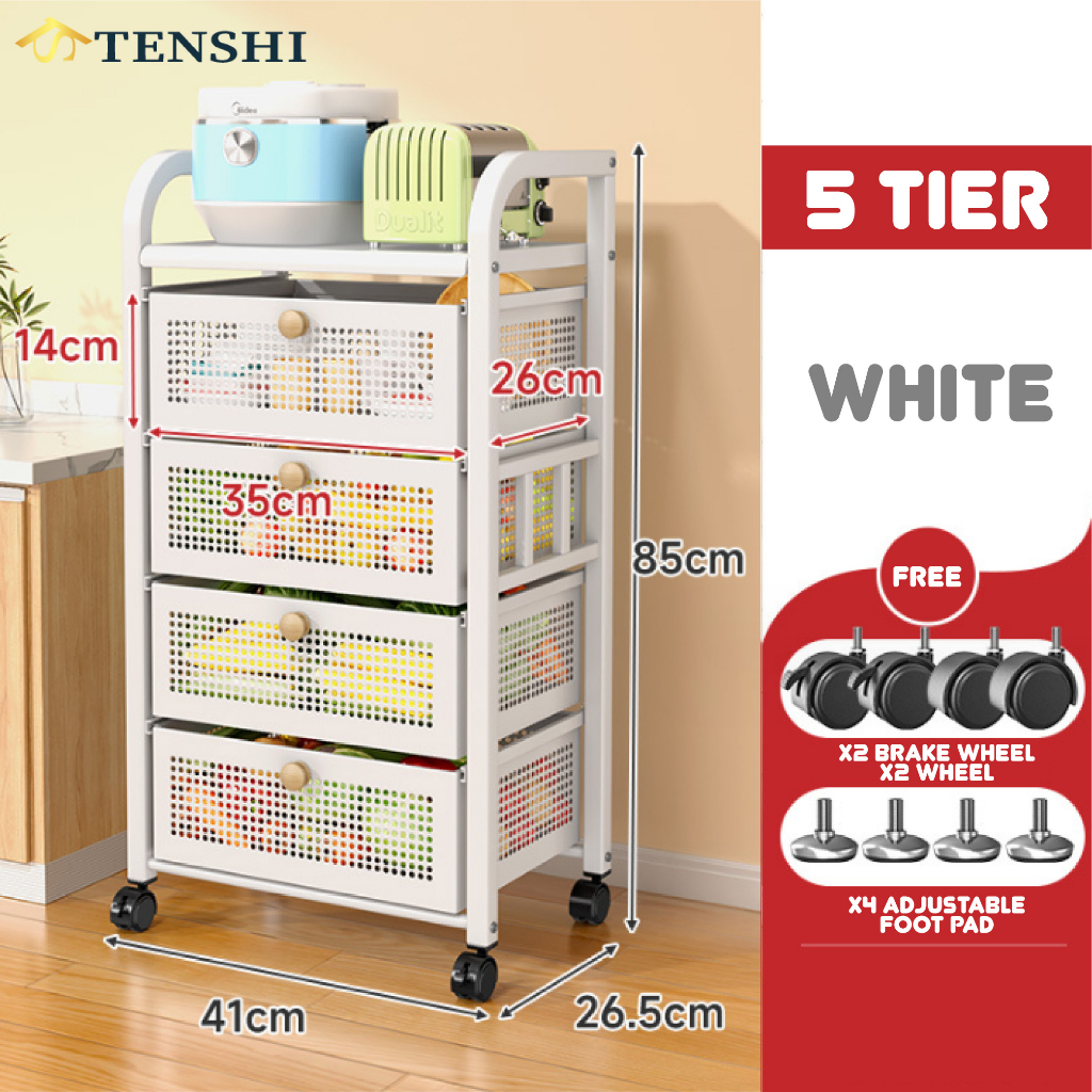 3/4/5/6 Tier Drawer Storage Trolley Multipurpose Rack Trolley With ...
