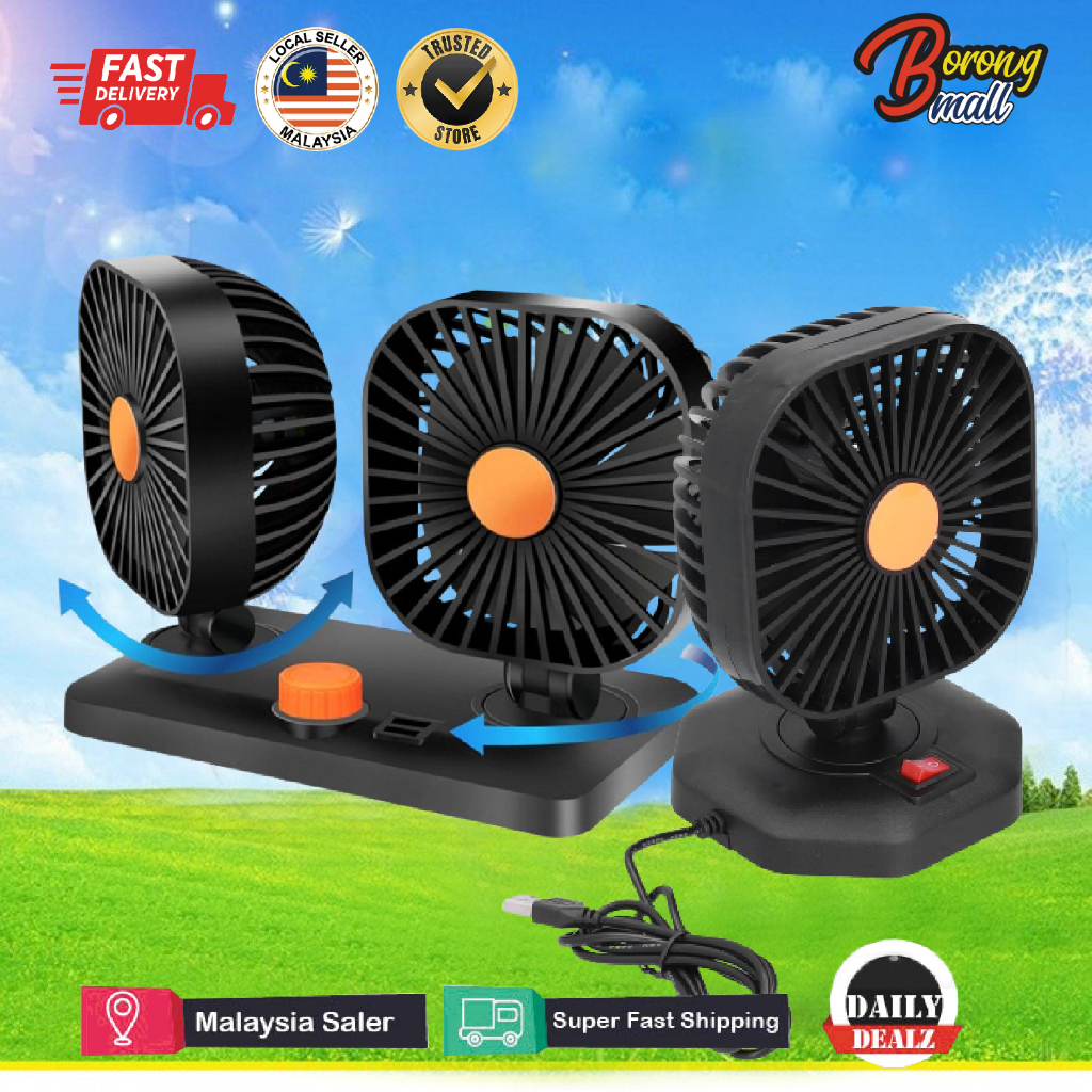 Universal USB Car Fan Portable Vehicle Air Cooling Multi-Angle Rotation ...